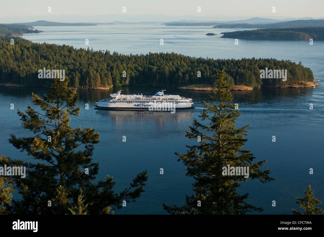 BC Ferries in Active Pass from Galiano Island, Gulf Islands, BC, Canada ...