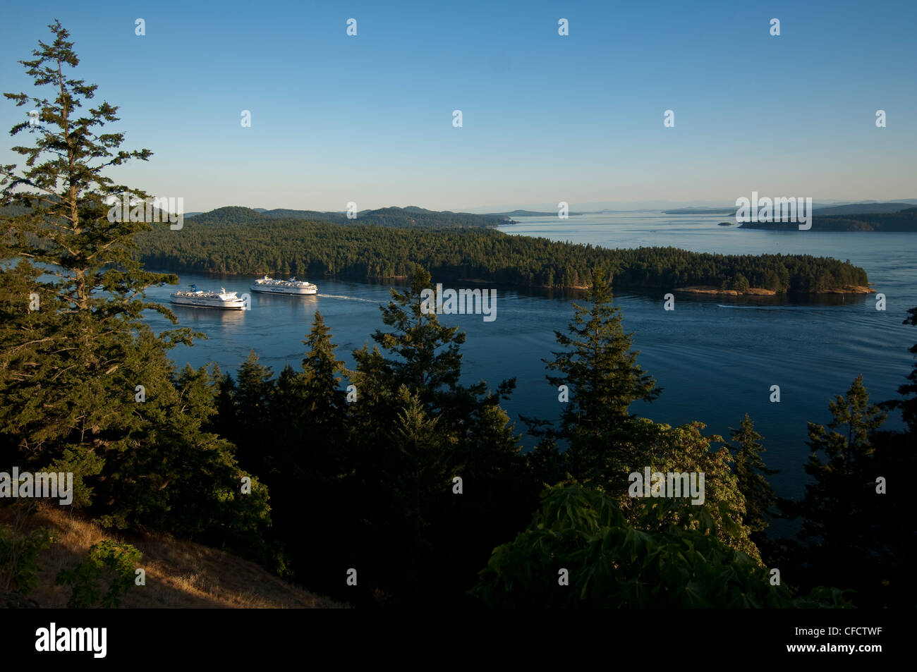 BC Ferries in Active Pass from Galiano Island, Gulf Islands, BC, Canada ...