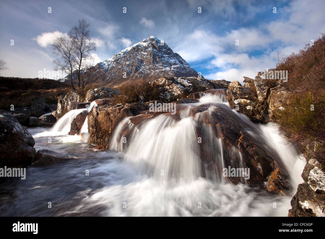 Glen etive with river etive and glen etive falls hi-res stock ...