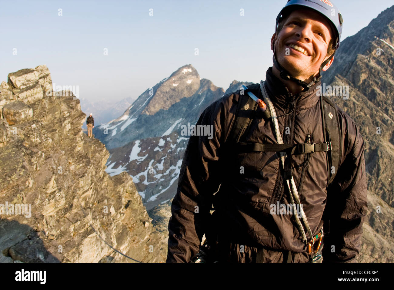 Climbers heading up valley climb classic north Stock Photo - Alamy