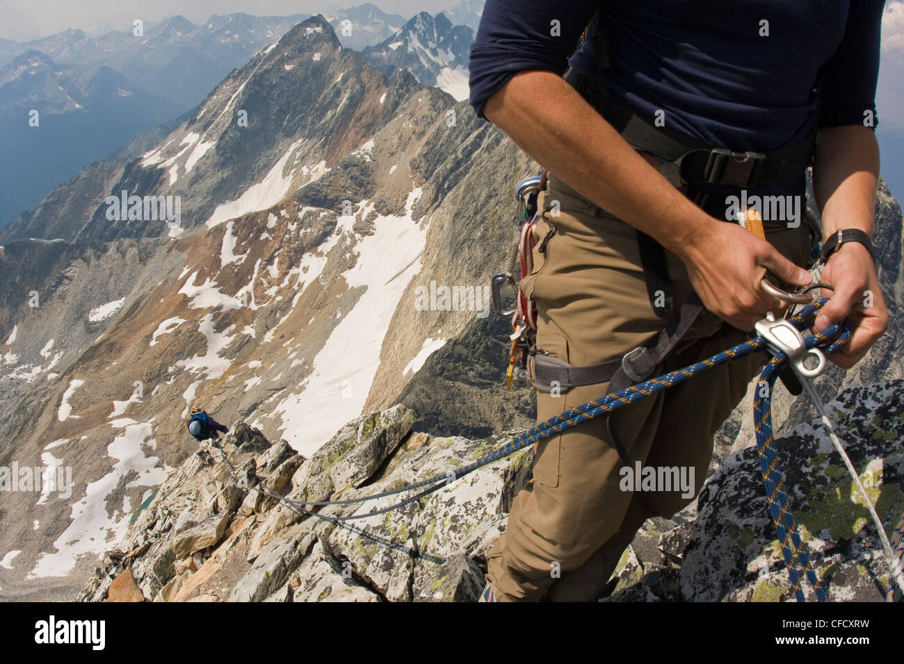 Climbers preparing to climb the classic north west ridge of Mt Sir ...