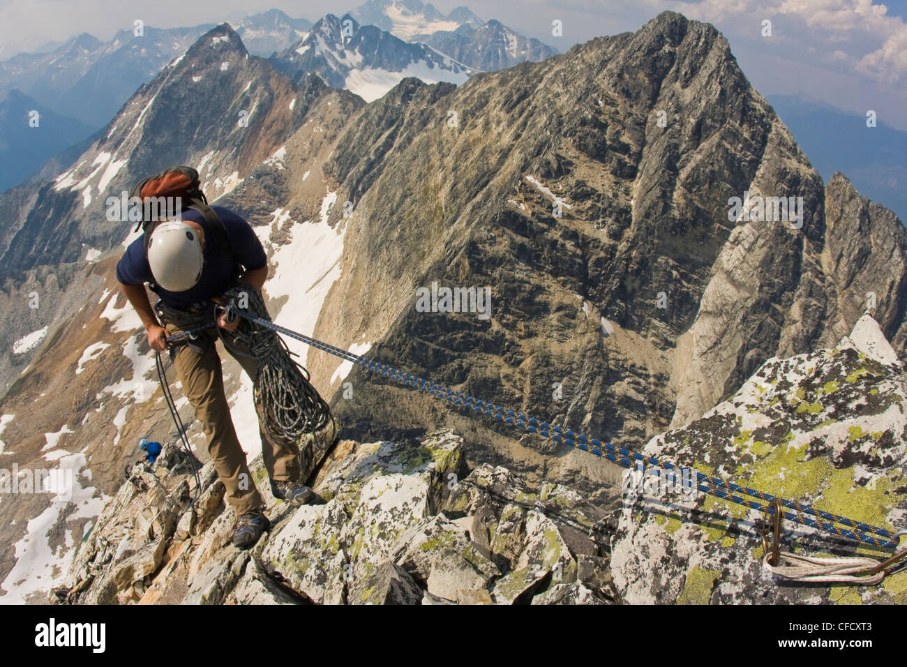 Climbers preparing to climb the classic north west ridge of Mt Sir ...