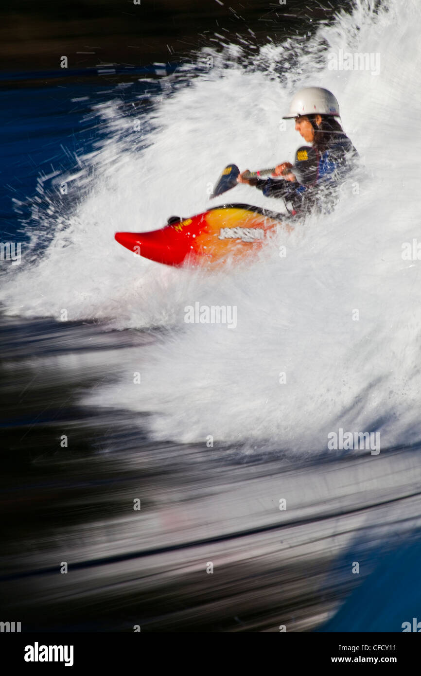 young woman freestyle kayaking Skookumchuk ocean Stock Photo - Alamy