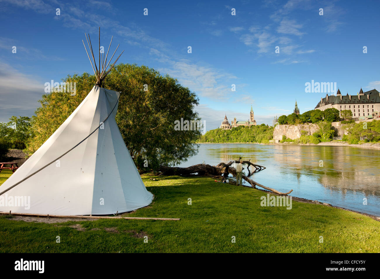 Teepee at Traditonal Native village, Victoria Island, Ottawa River ...