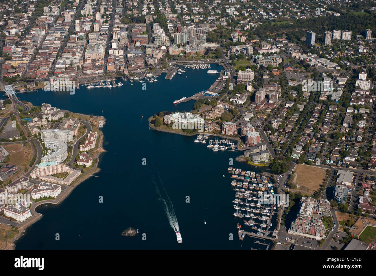 Aerial of Victoria and it's harbour, British Columbia, Canada Stock ...