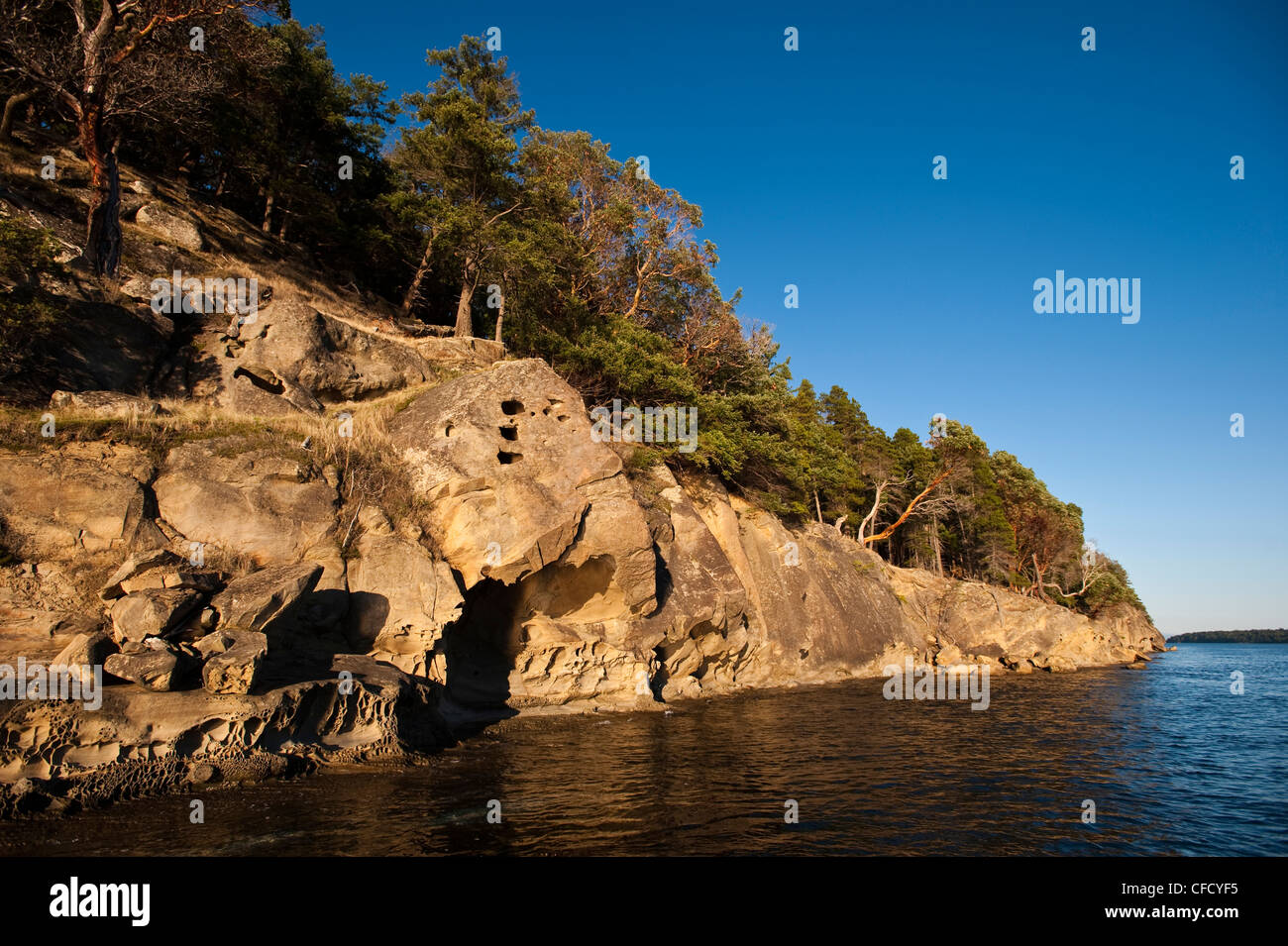 Sculpted sandstone on the shores of Tumbo Island, Gulf Islands National ...