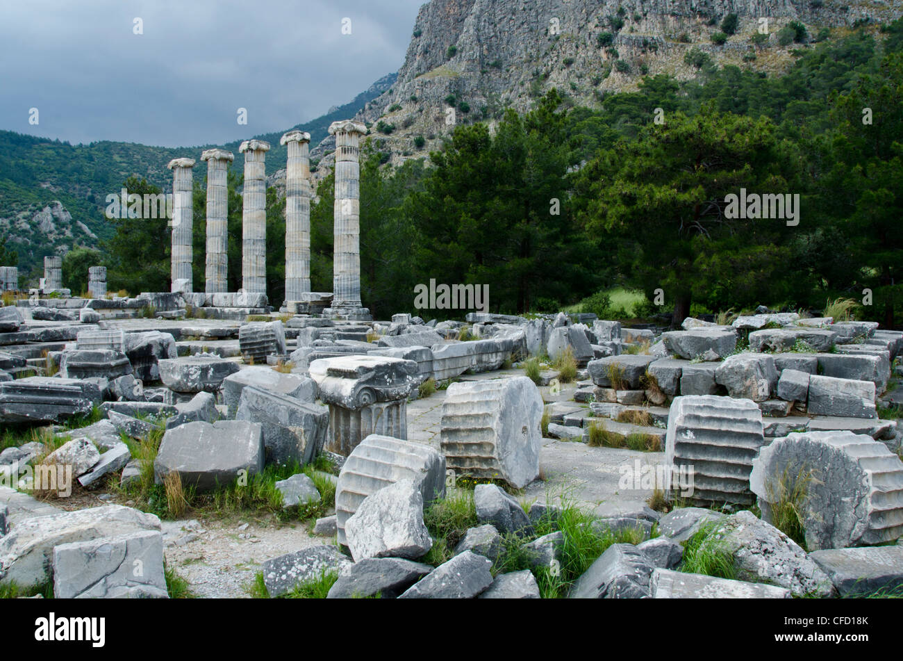 Ancient greek city of ionia at the base of an hi-res stock photography ...
