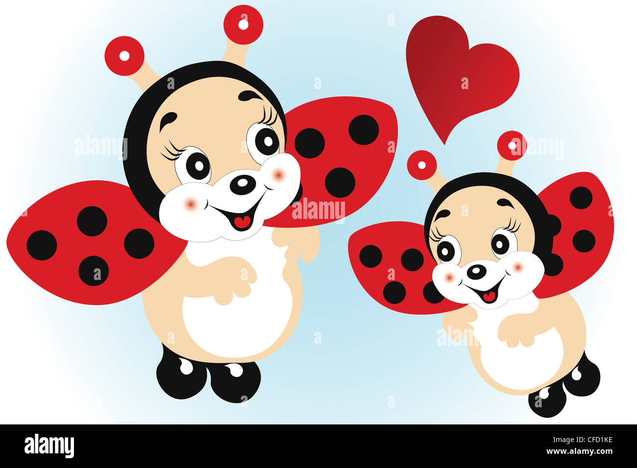 Cute ladybirds in love - illustration Stock Photo - Alamy