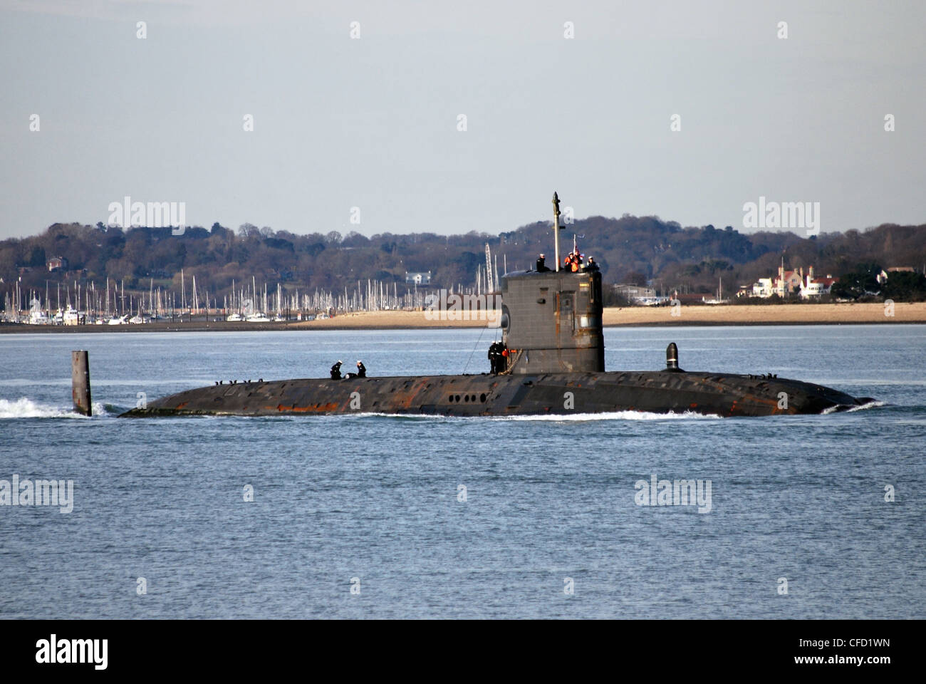 Royal Navy Submarine "HMS Tireless" leaving from Southampton after a 5 ...
