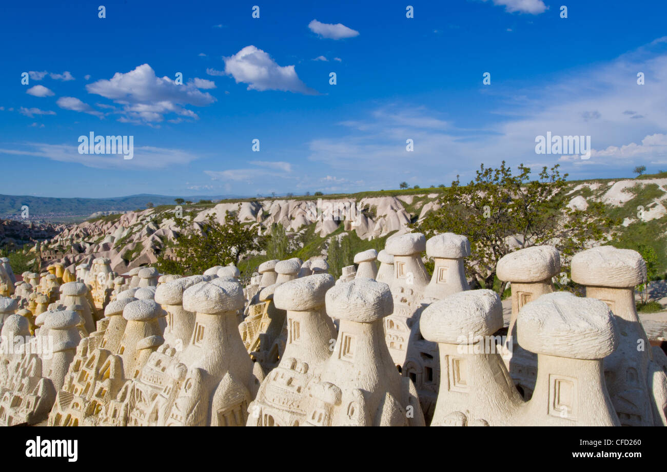 Hoodoos in unique landscape near Goreme, Cappadocia, also Capadocia ...