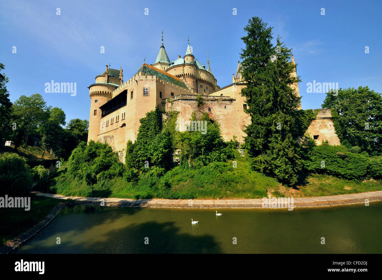 View of Bojnice castle in the sunlight, Bojnice, western Slovakia ...