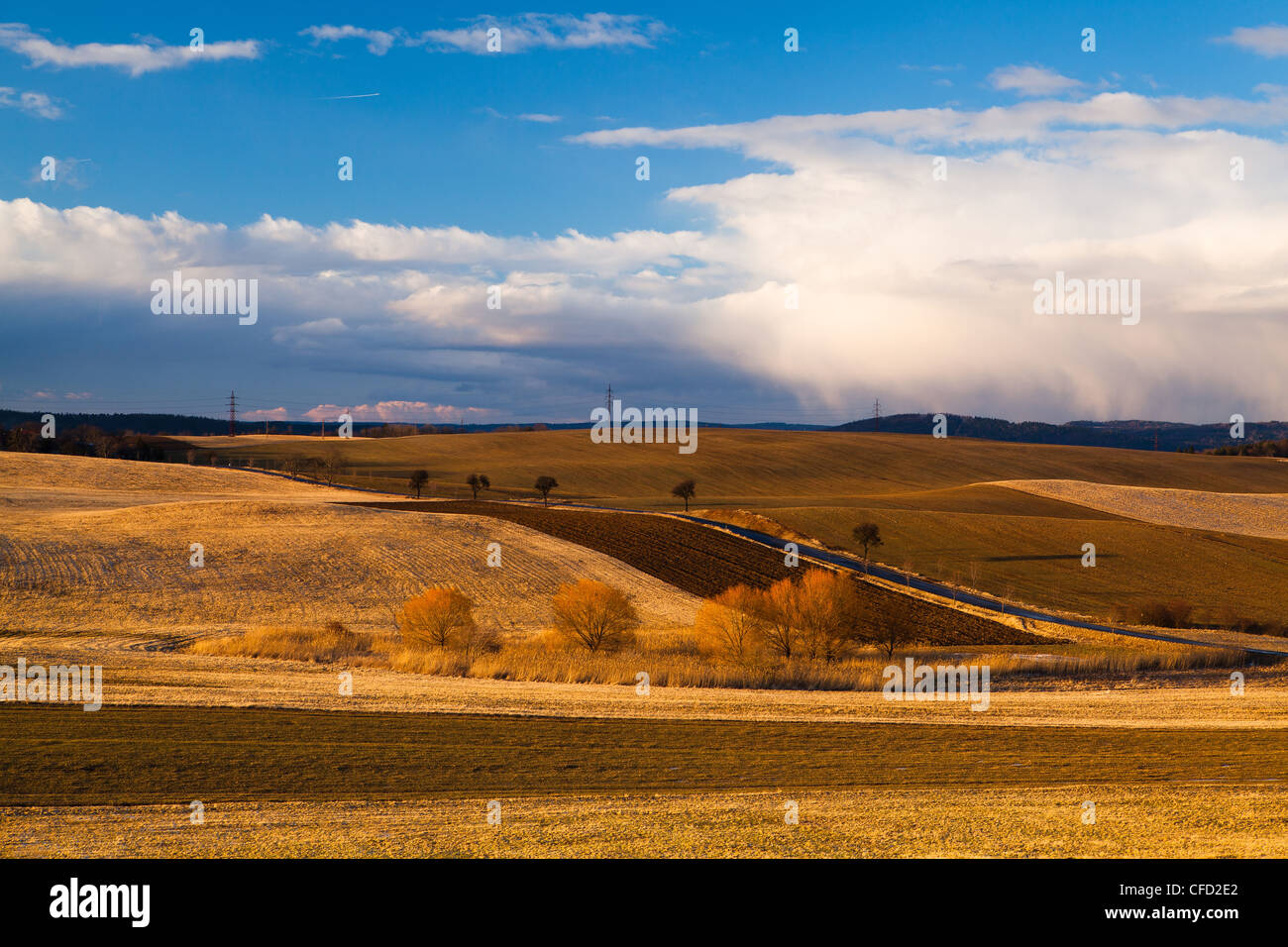 The fallow fields in autumn at sunset Stock Photo - Alamy