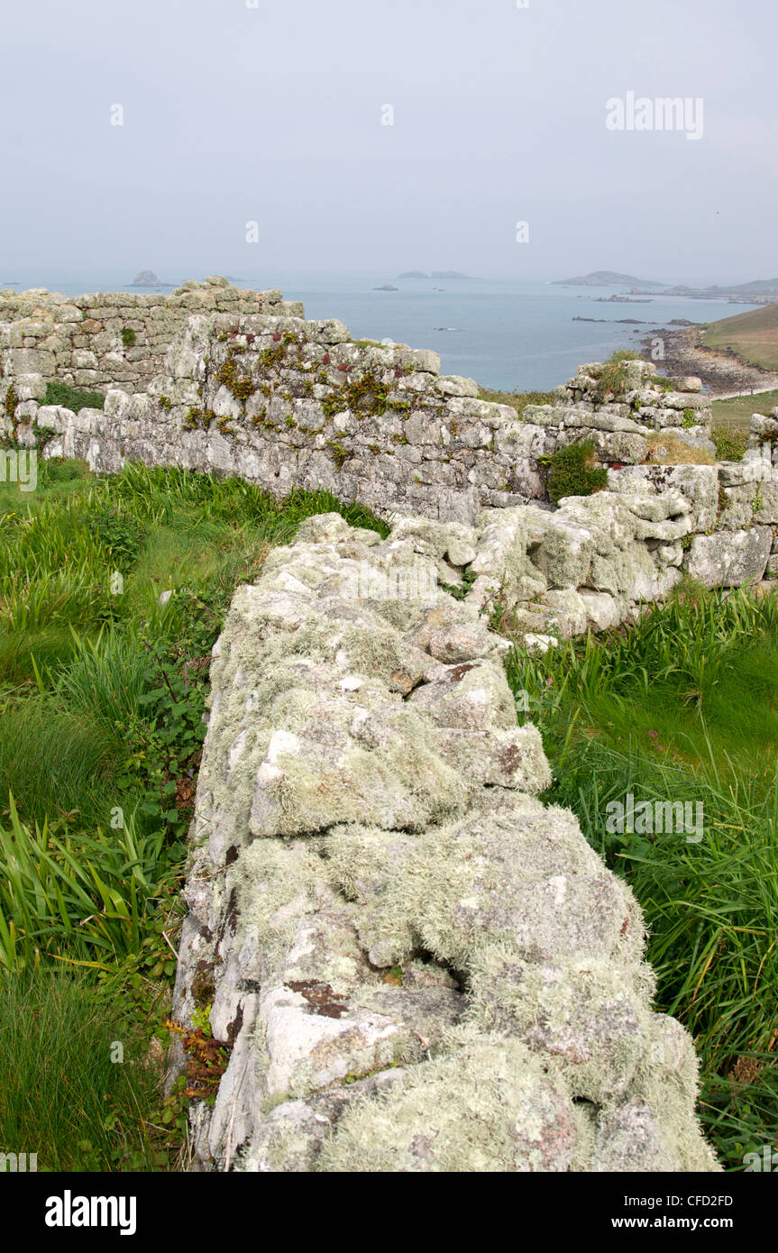 Stone walls, Samson, Isles of Scilly, United Kingdom, Europe Stock ...