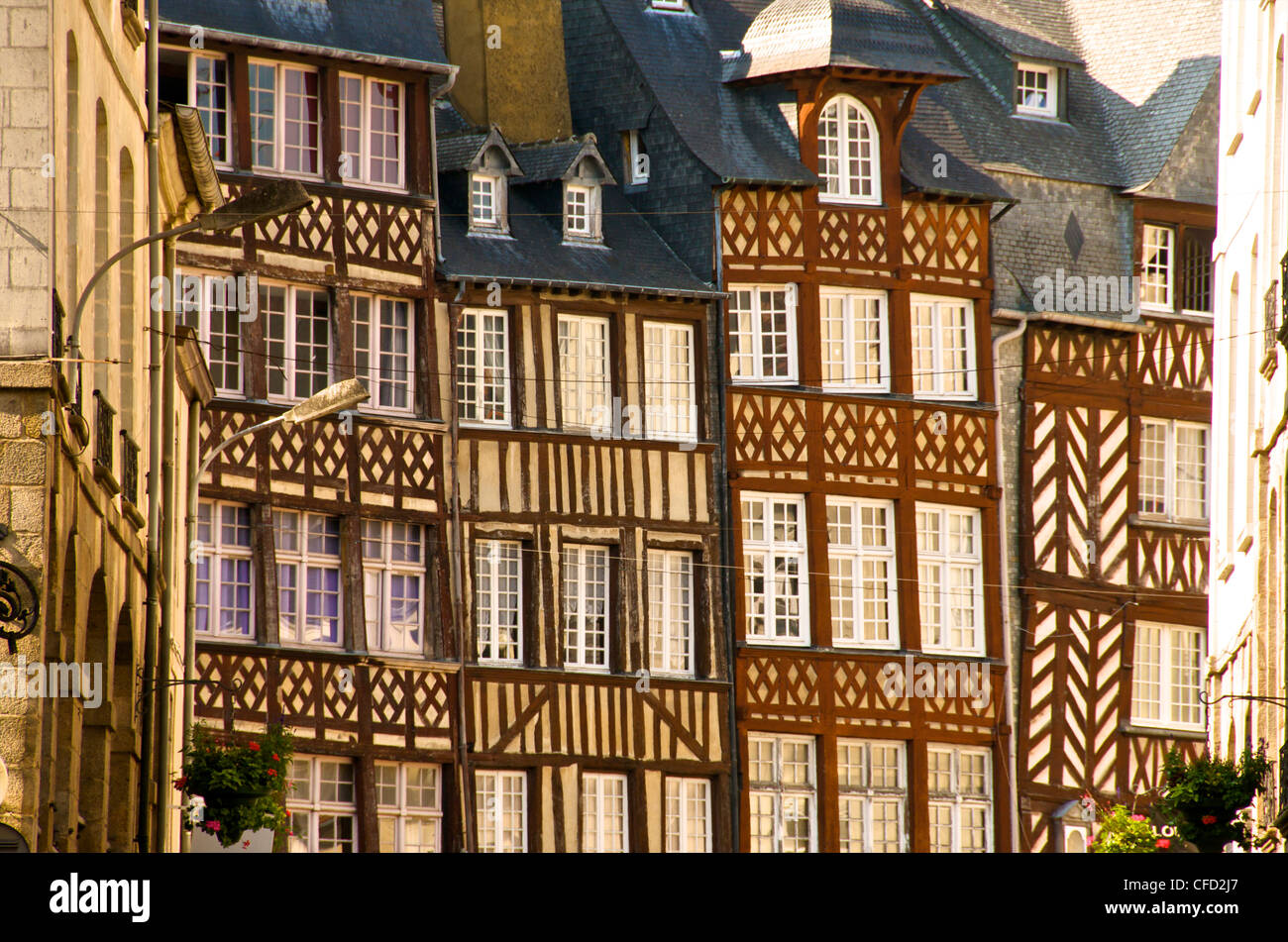 Typical half timbered houses, old town, Rennes, Brittany, France ...