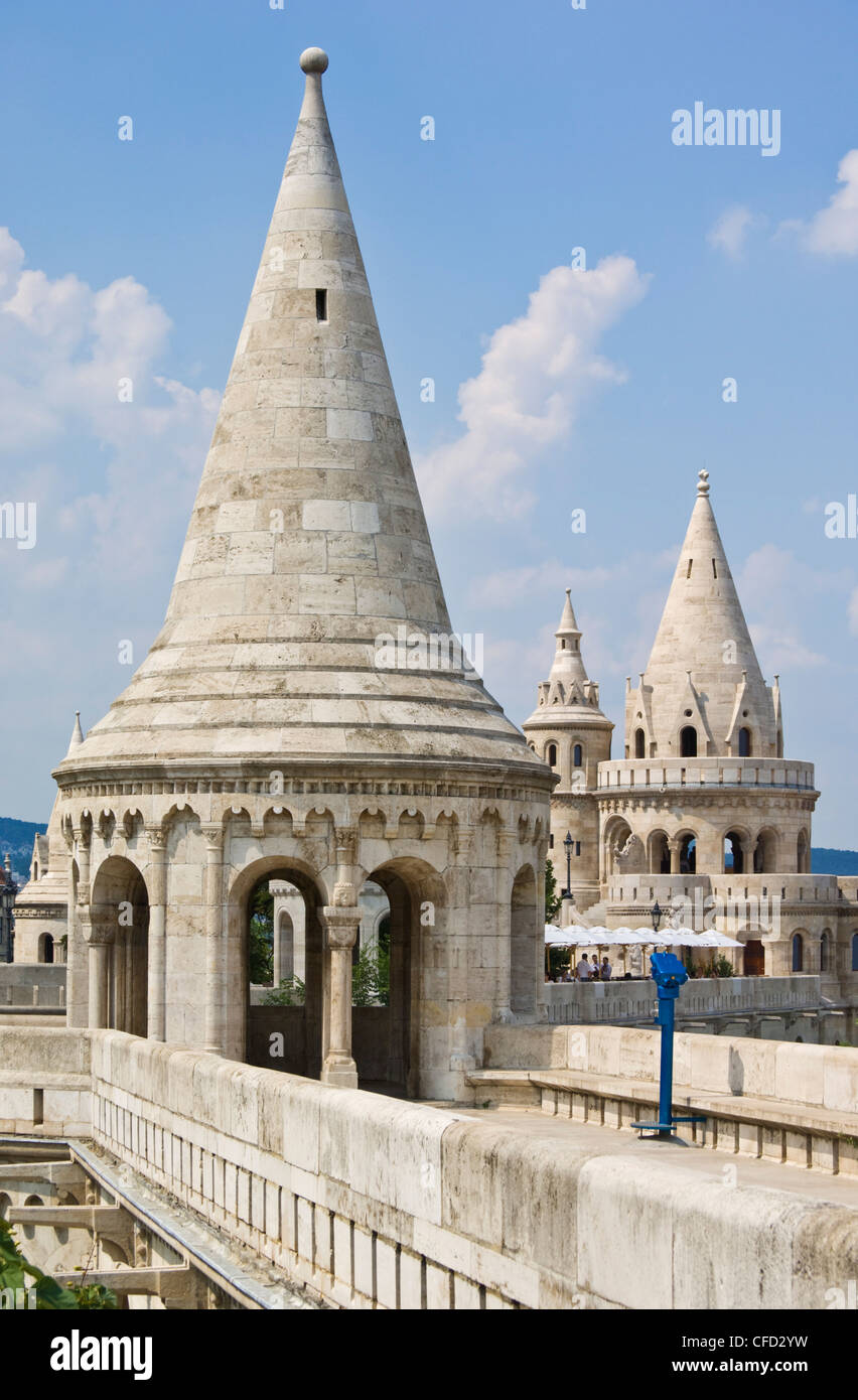 Towers and conical turrets of the Fishermen's Bastion, Halaszbastya ...