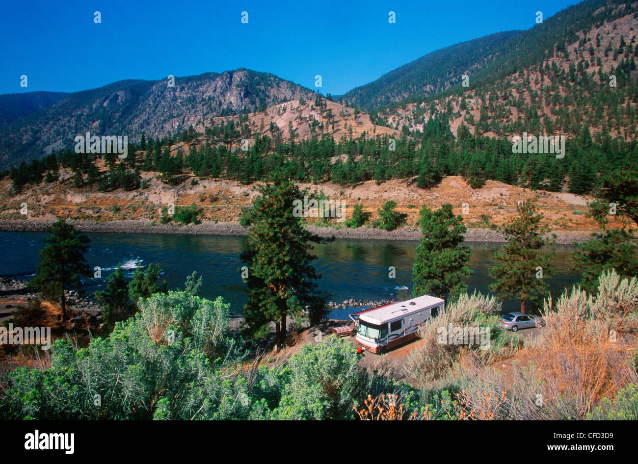 Thompson River campsite - "Gold Pan" provincial park with RV in site ...