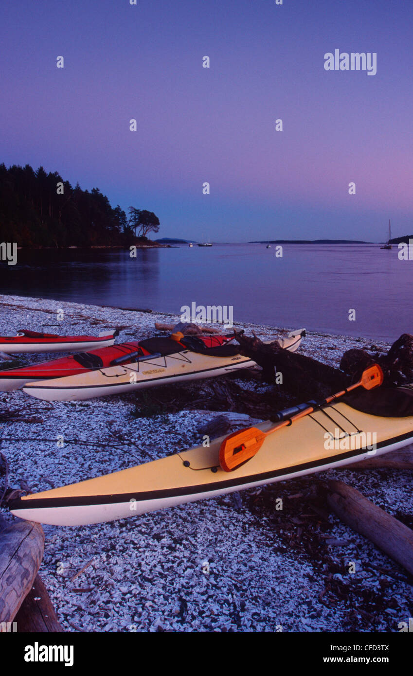 kayakers camping at shell beach, Portland Island, Gulf Islands National ...