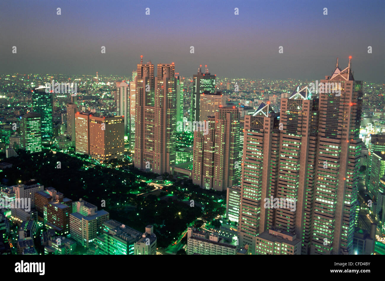 Japan, Tokyo, Shinjuku, Shinjuku Area Skyline with Tokyo Gas Buildings ...