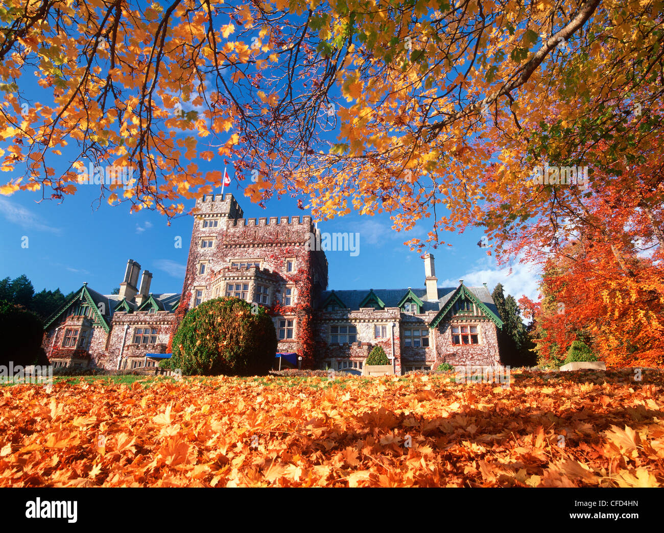 Hatley Castle in the fall, Vancouver Island, British Columbia, Canada ...