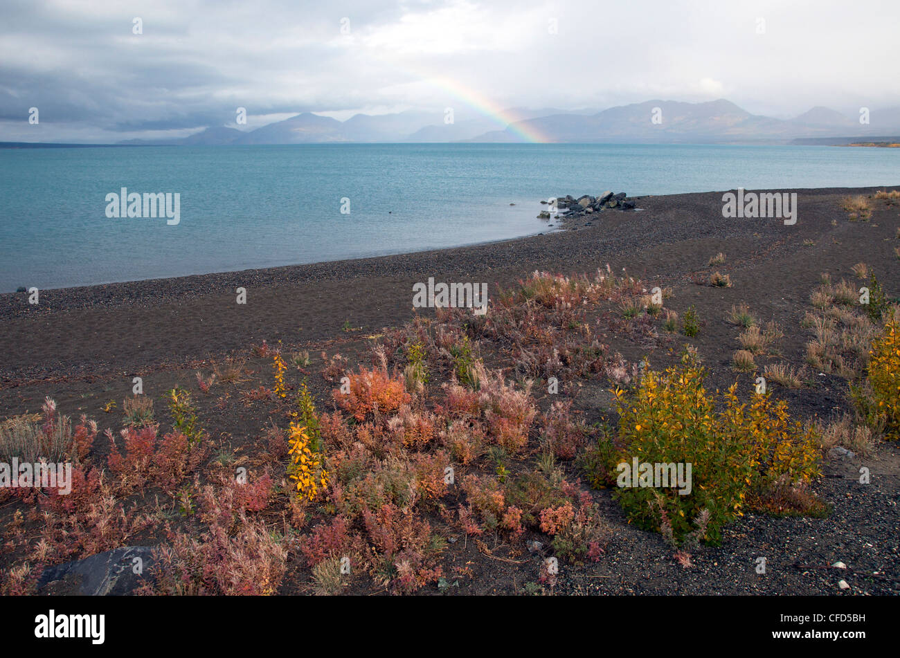 Rainbow over Kluane Lake, Yukon Territory, Kluane National Park, Canada ...