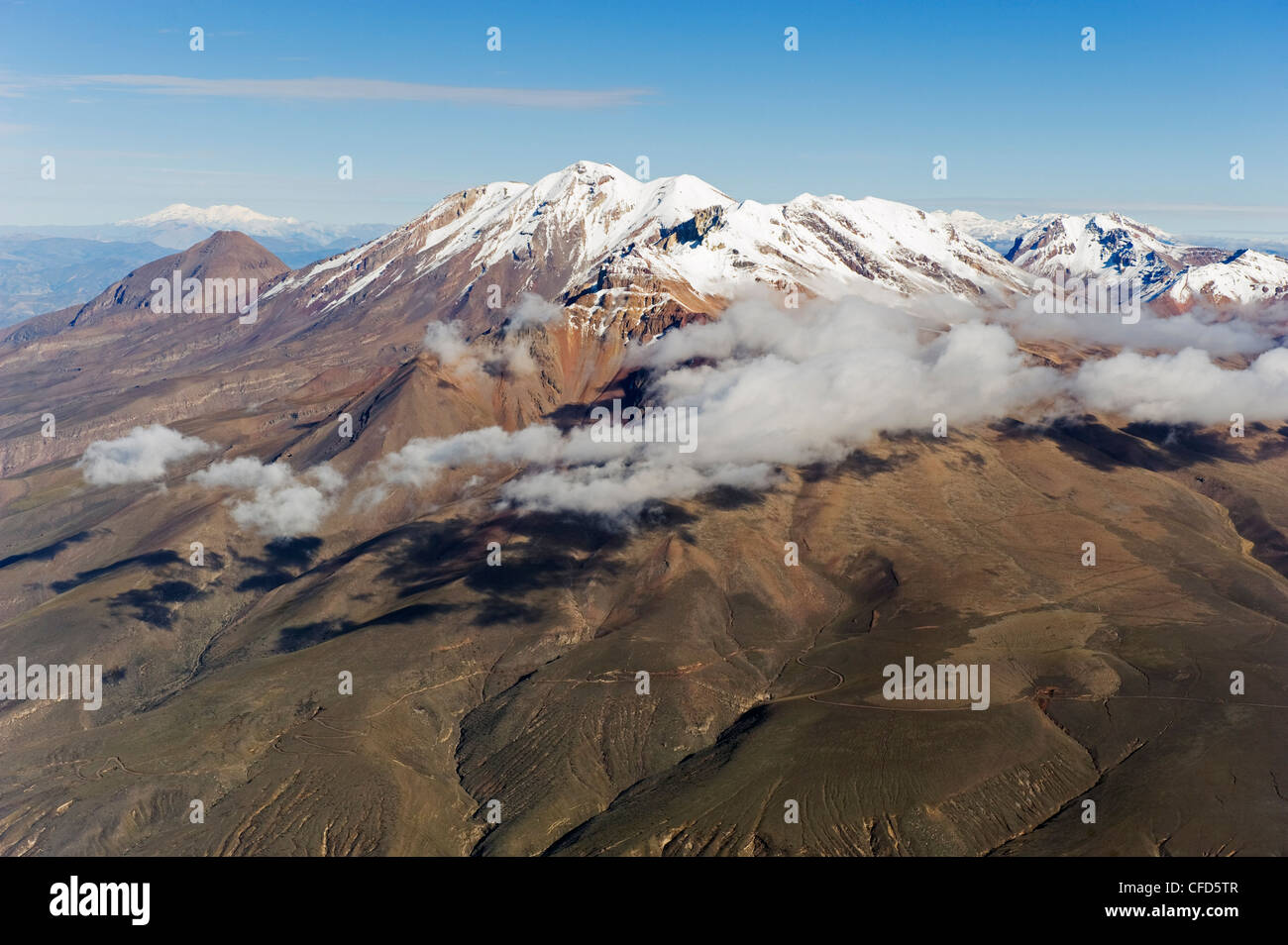 Chachani volcano, 6075m, seen from El Misti volcano, Arequipa, Peru ...