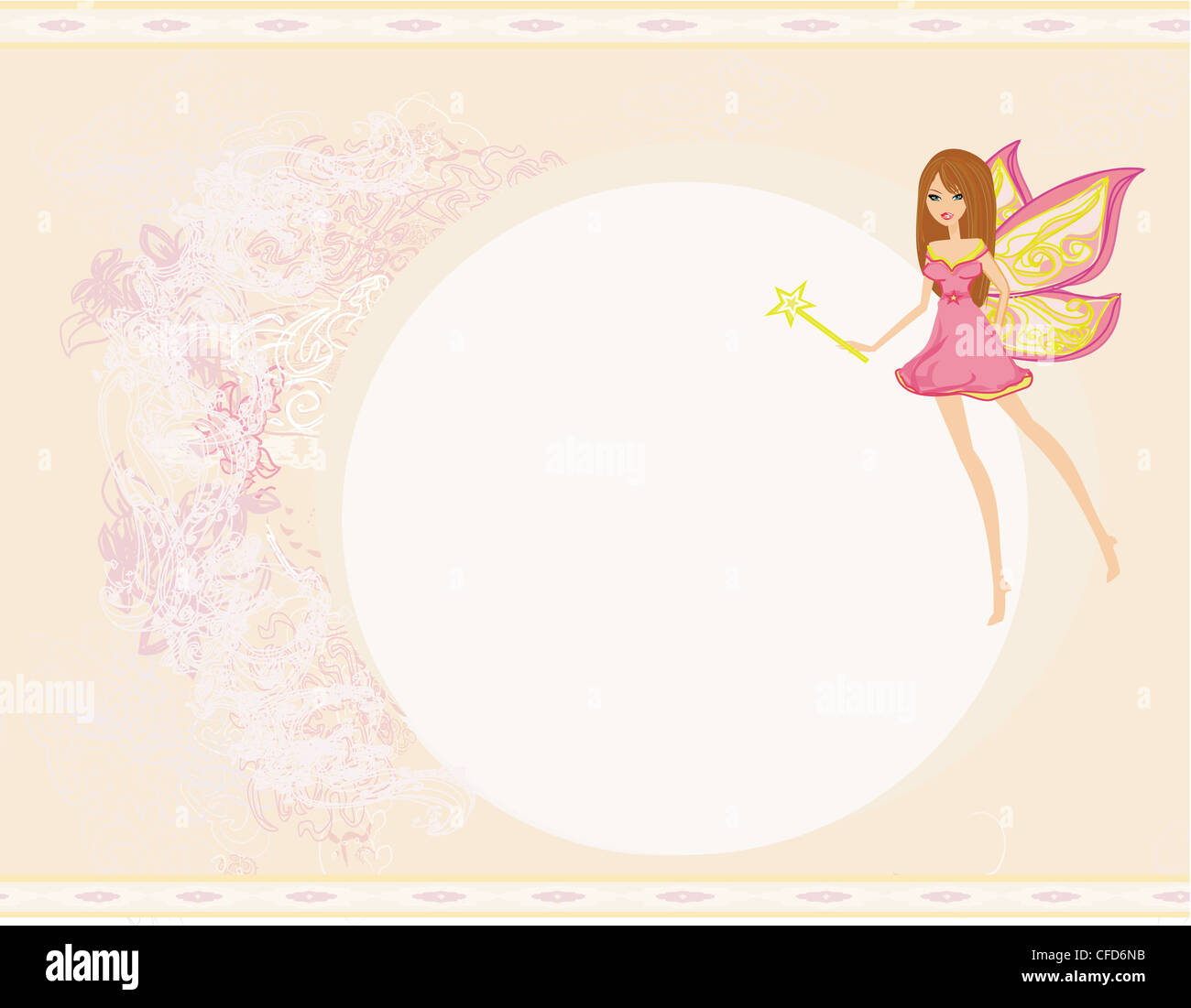 floral background with a beautiful fairy Stock Photo - Alamy