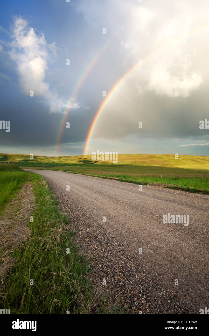 Double rainbow North of Calgary, Alberta, Canada Stock Photo - Alamy