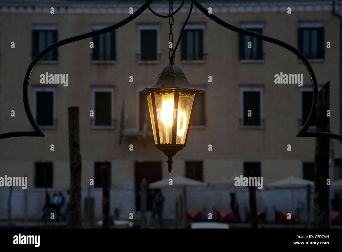 Lantern hanging from a wrought iron framework on the Grand Canal ...