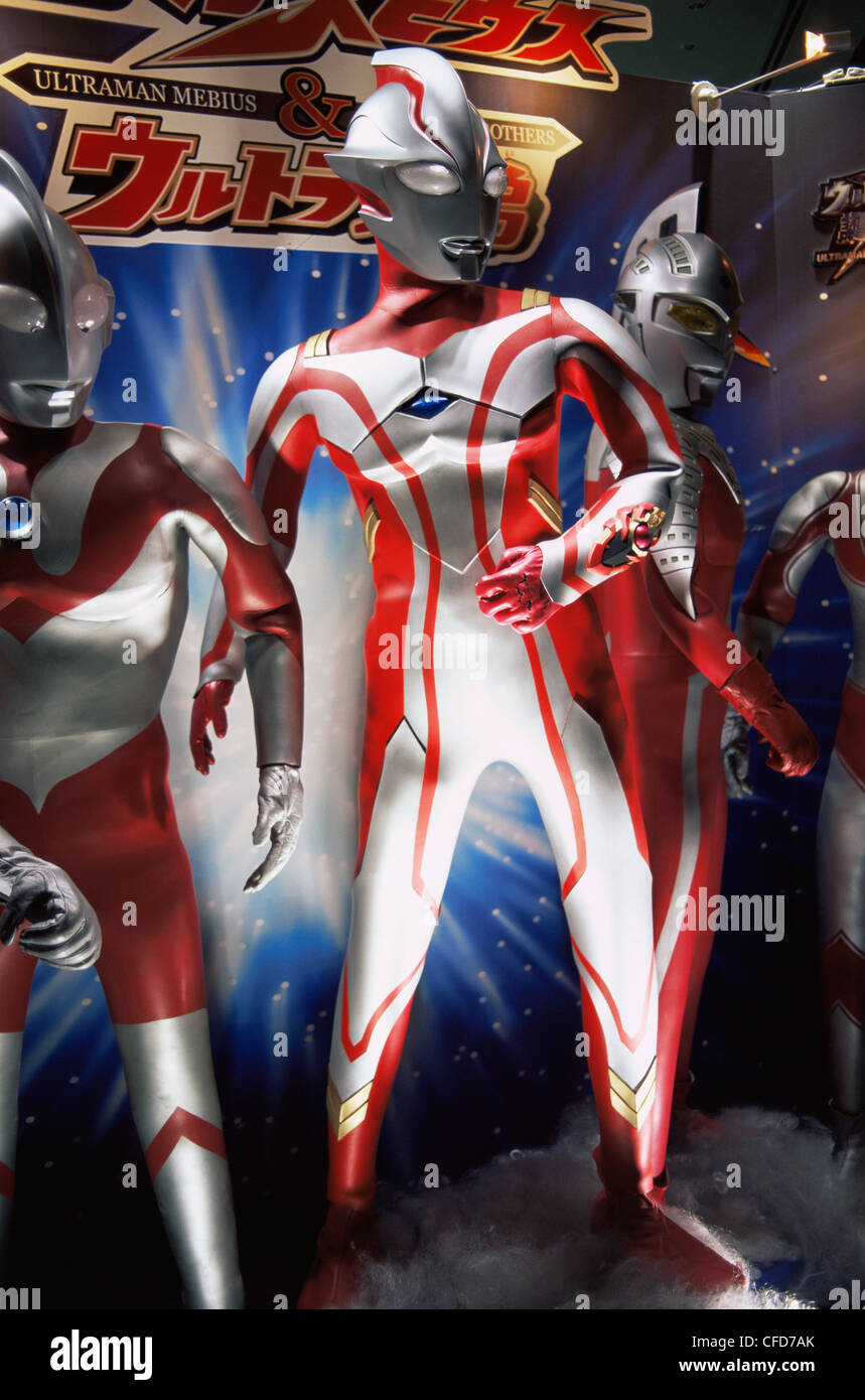 Japan, Tokyo, Asakusa, Window Display of Ultraman Statues Stock Photo ...