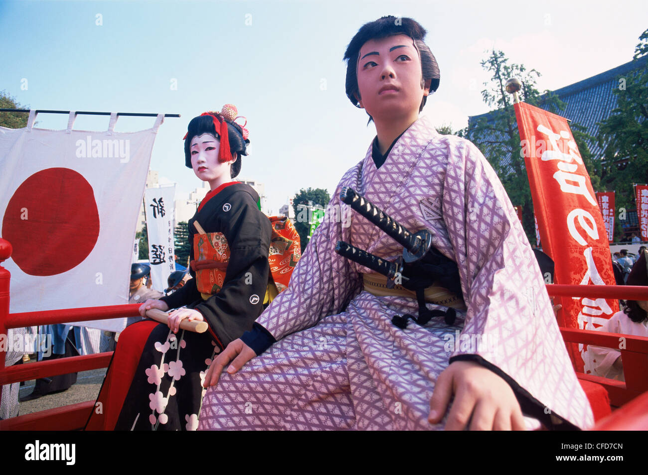 Japan, Tokyo, Children Dressed in Samurai and Geisha Costume at Jidai ...