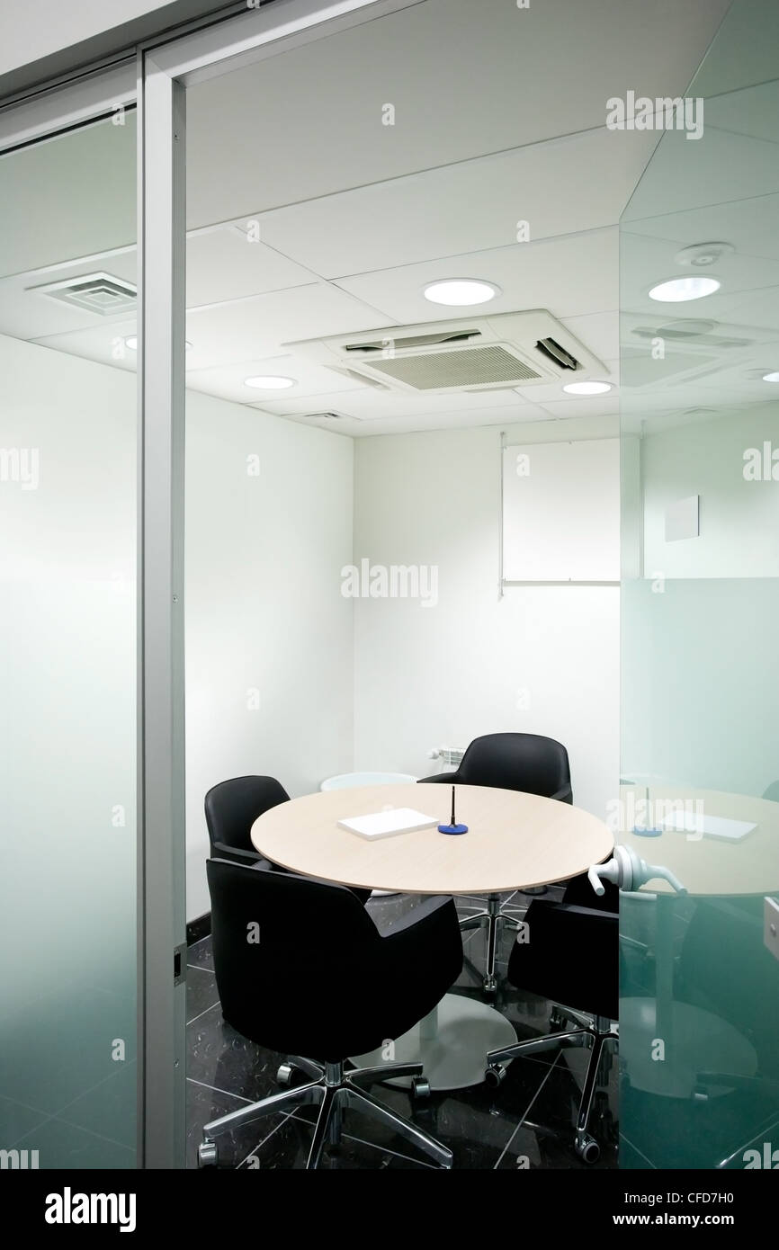 Empty Meeting Room with desk and chairs Stock Photo - Alamy
