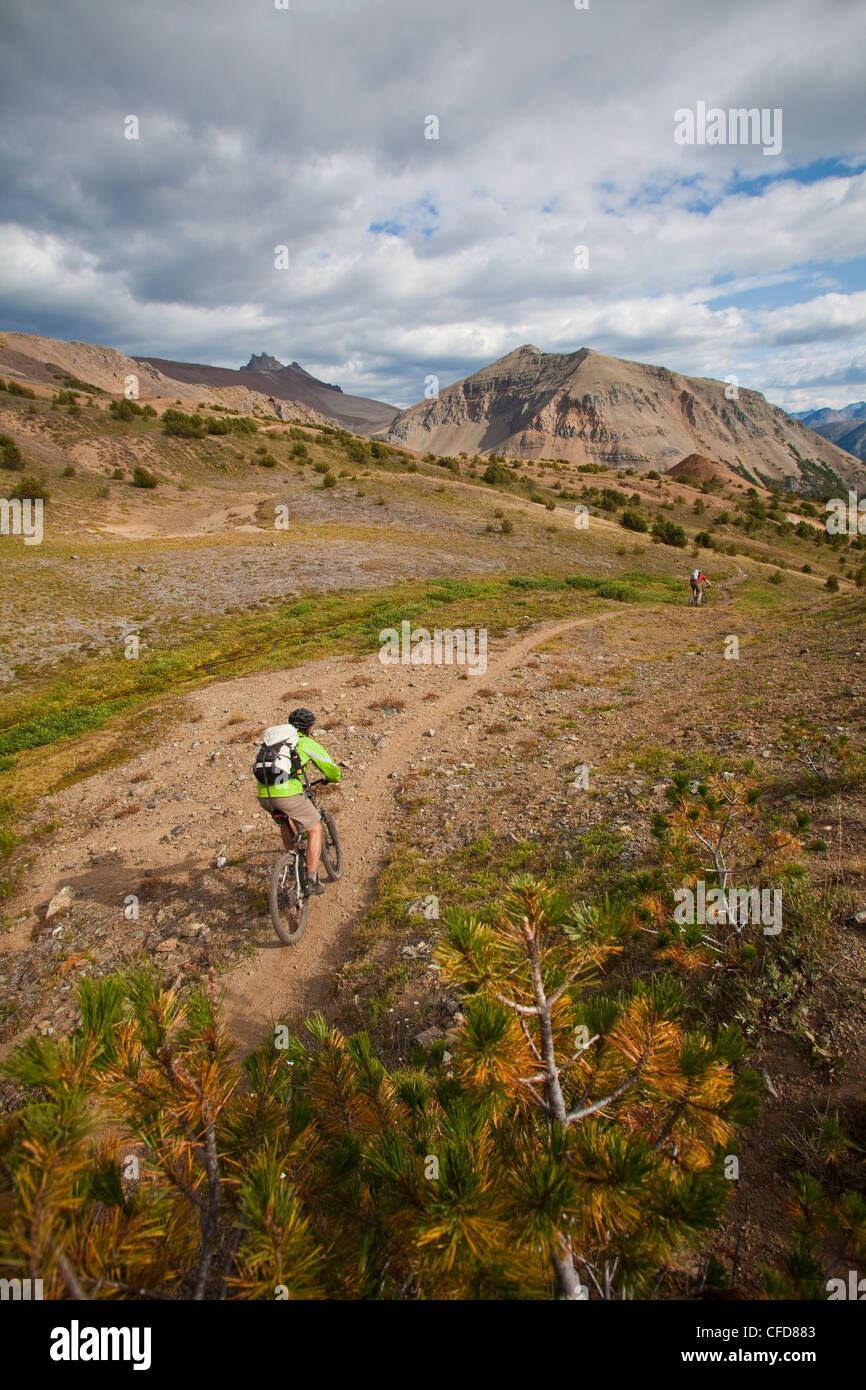 Two middle aged male mountain bikers ride perfect Stock Photo - Alamy