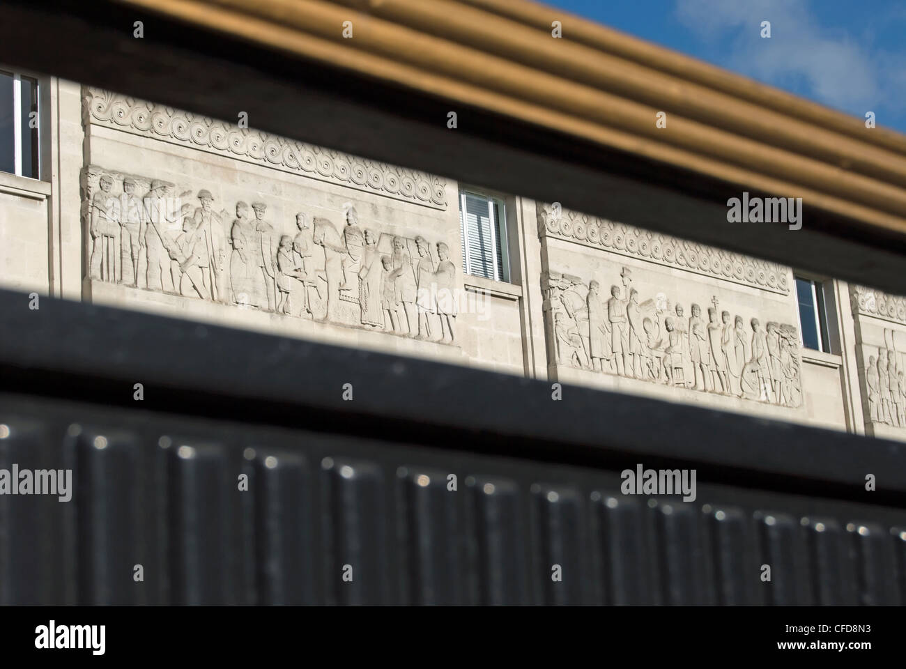 seen through railings, a section of the bas relief frieze, by david ...