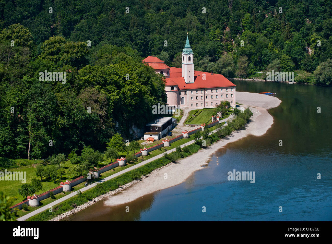Weltenburg monastery on the banks of Danube river, Weltenburg, Kelheim ...