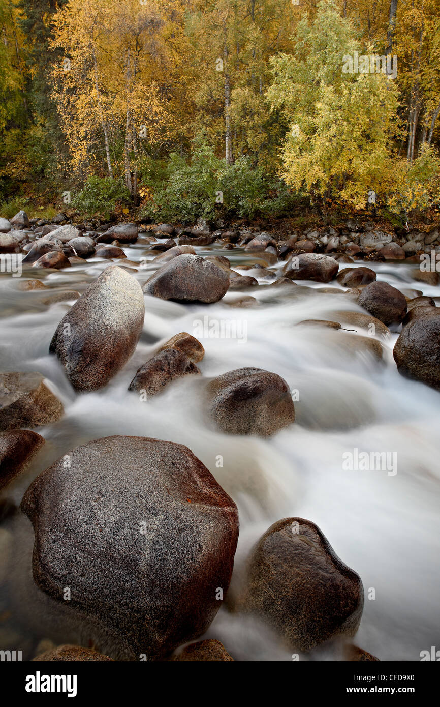 Cascades on the Little Susitna River with fall colors, Hatcher Pass ...