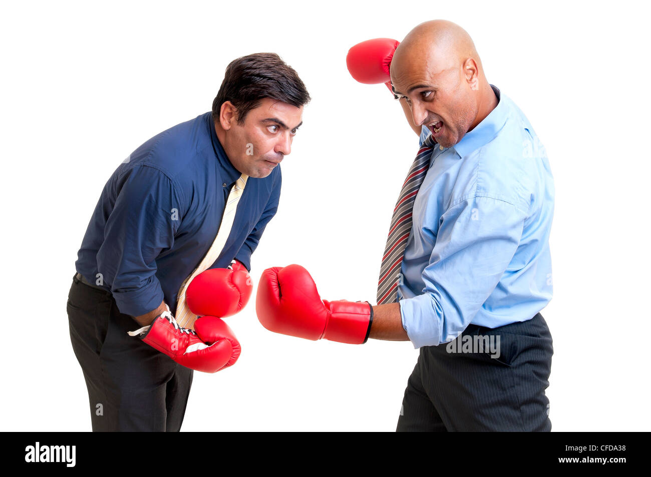 Businessmen boxing isolated in white Stock Photo - Alamy