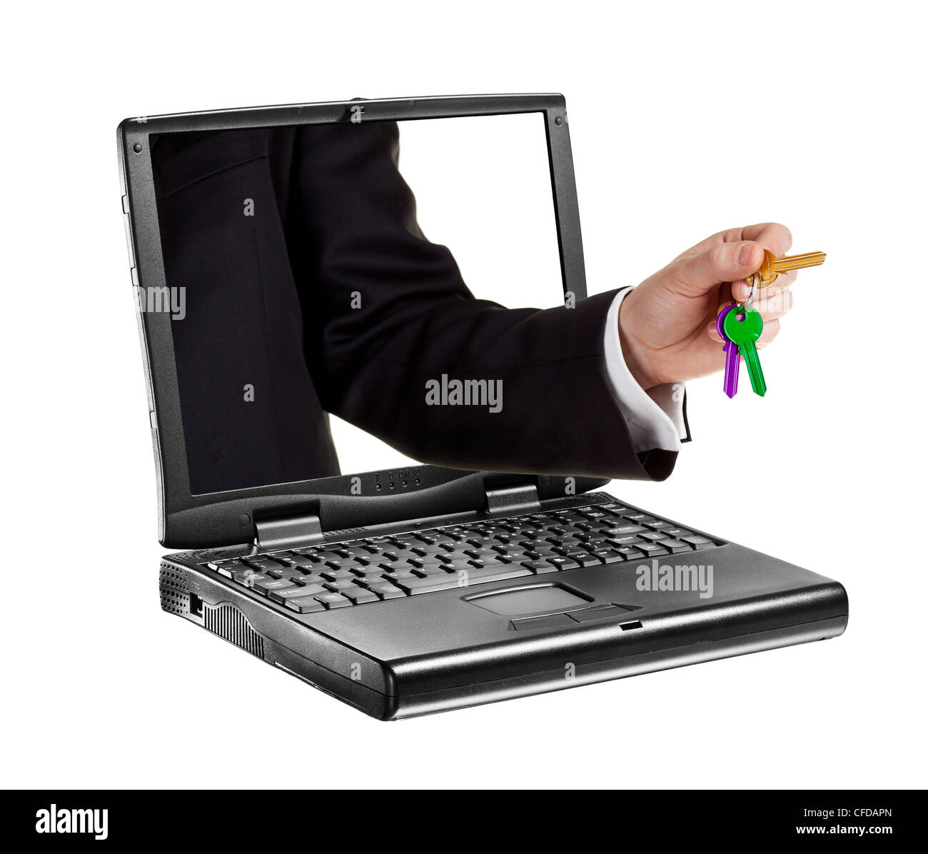 Hand coming out from computer hi-res stock photography and images - Alamy