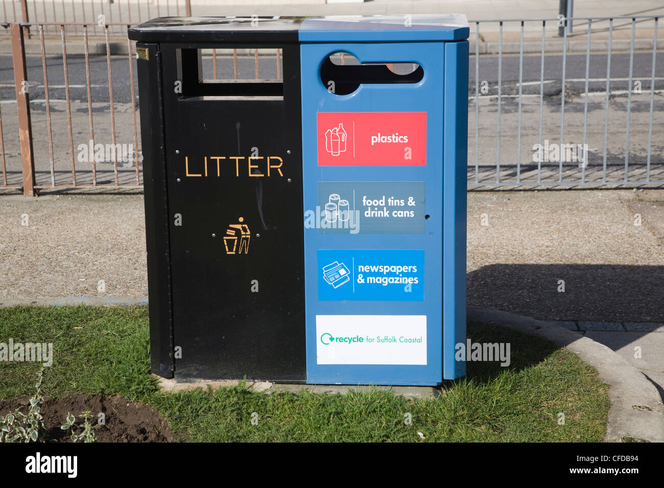 Street refuse bins for sorted waste, litter and recycling Stock Photo ...