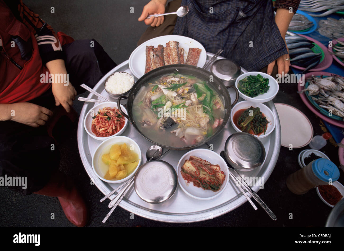 Korea, Busan, Jagalchi Market, Typical Korean Meal Stock Photo - Alamy
