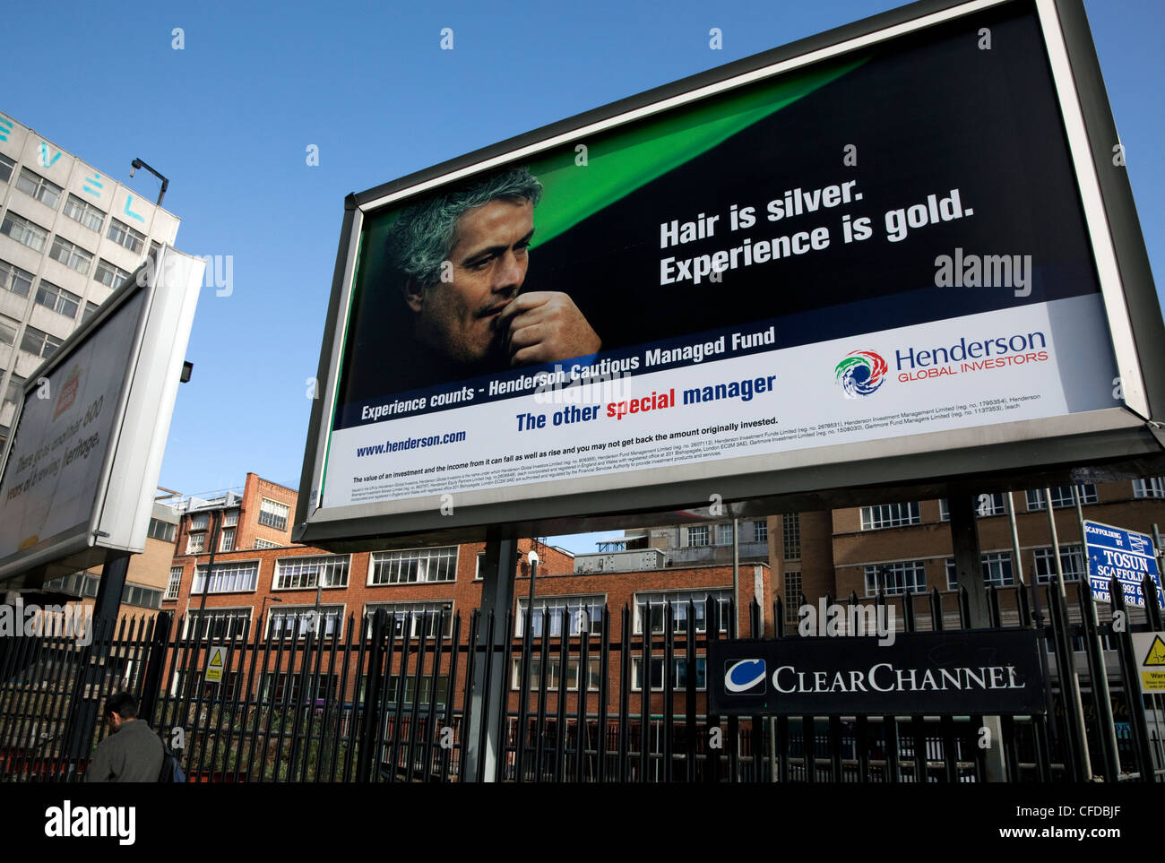 Football manager Jose Mourinho on advertising billboard, London Stock ...