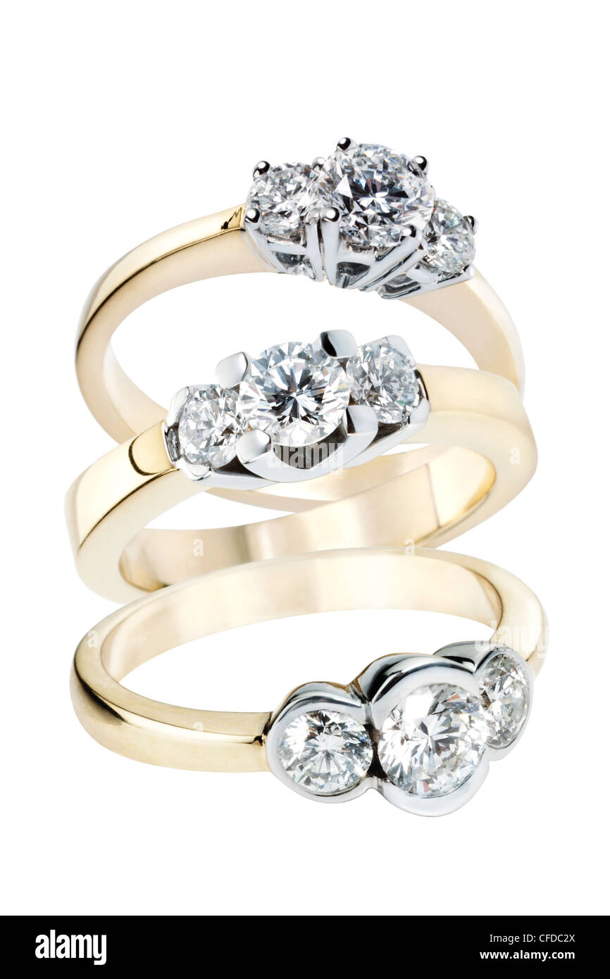 Collection of Diamond Rings in gold Stock Photo - Alamy