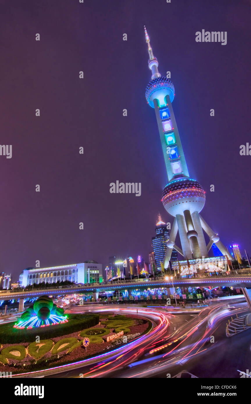 The Oriental Pearl tower by night - Shanghai (China Stock Photo - Alamy