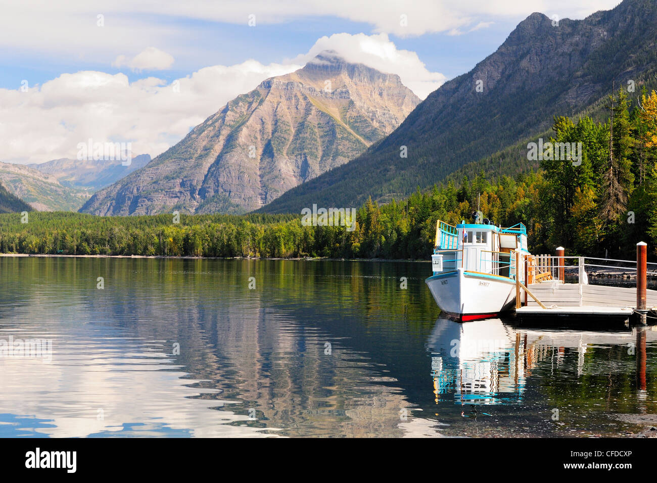 Tour boat DeSmet docked on Lake McDonald, Glacier National Park ...