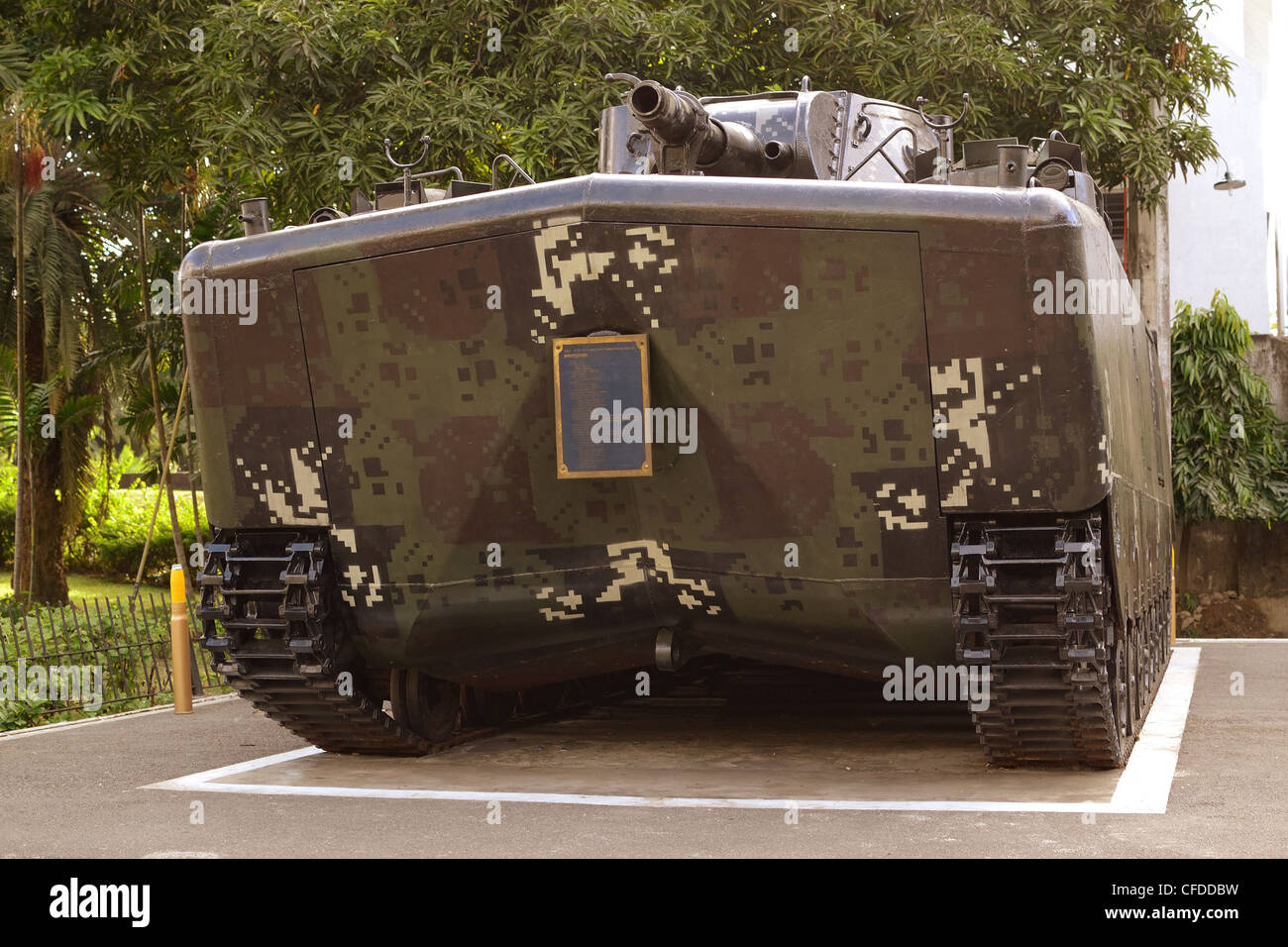 displayed old american military armored tank Stock Photo - Alamy