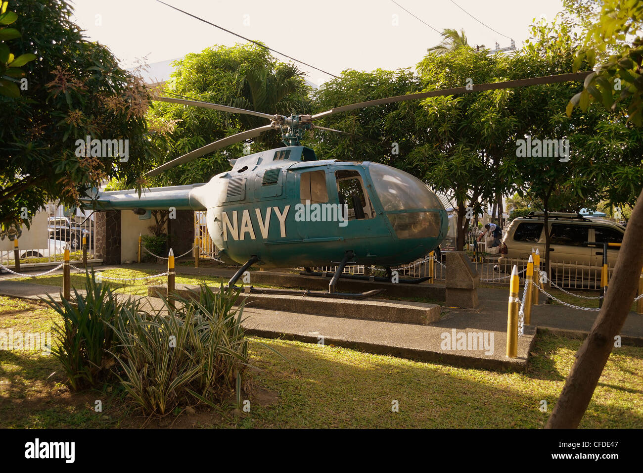 displayed old navy chopper in front of a base Stock Photo - Alamy