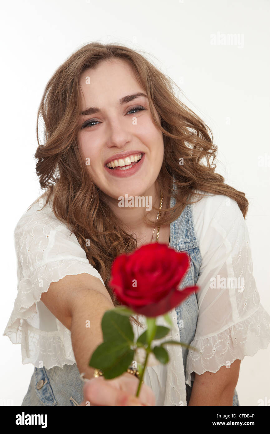 Girl with rose Stock Photo - Alamy
