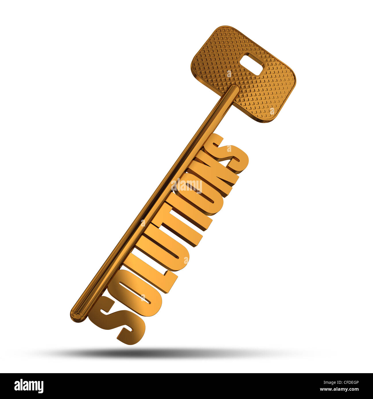 Solutions gold key isolated on white background Stock Photo - Alamy