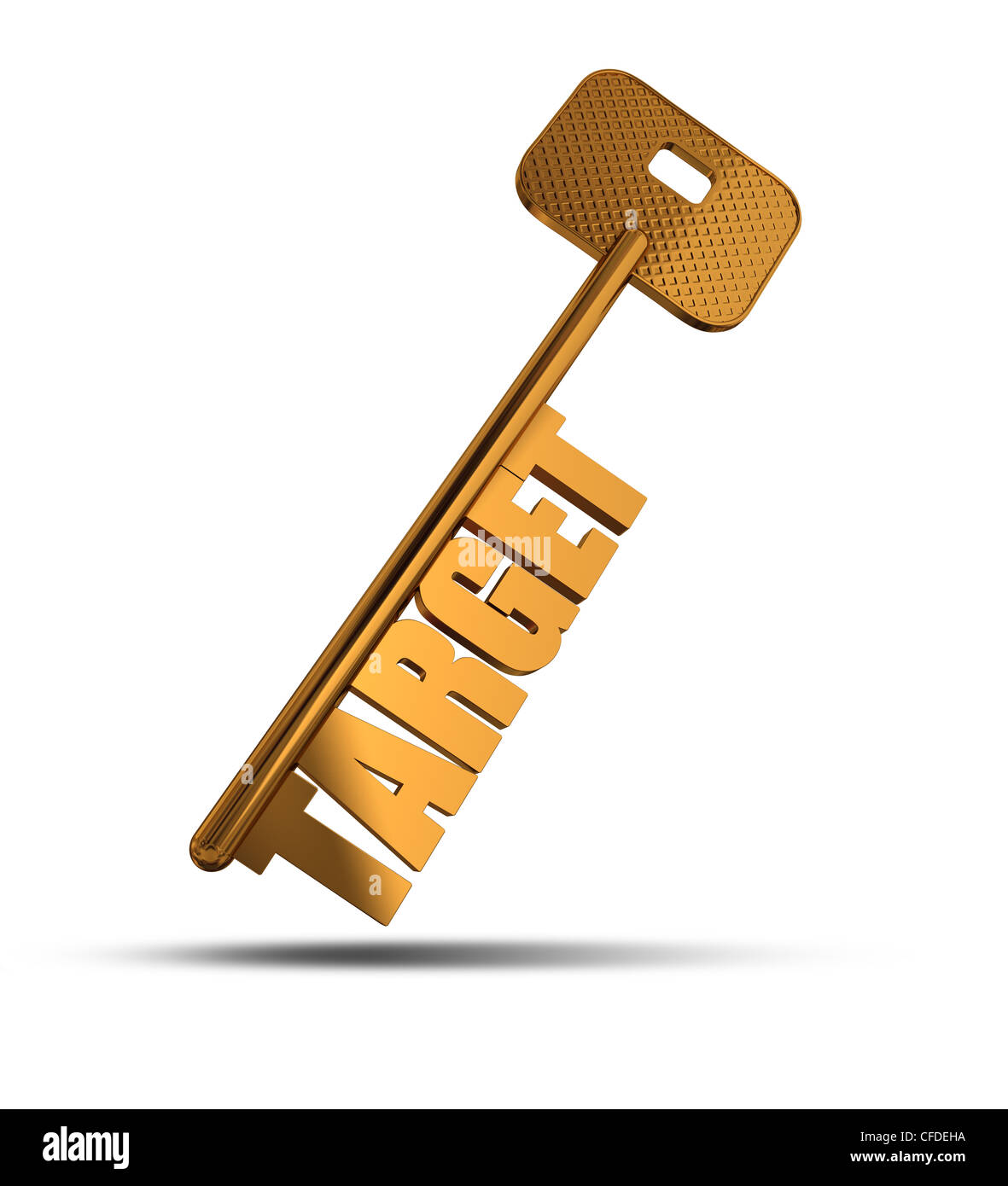 Target gold key isolated on white background - Gold key with Target ...