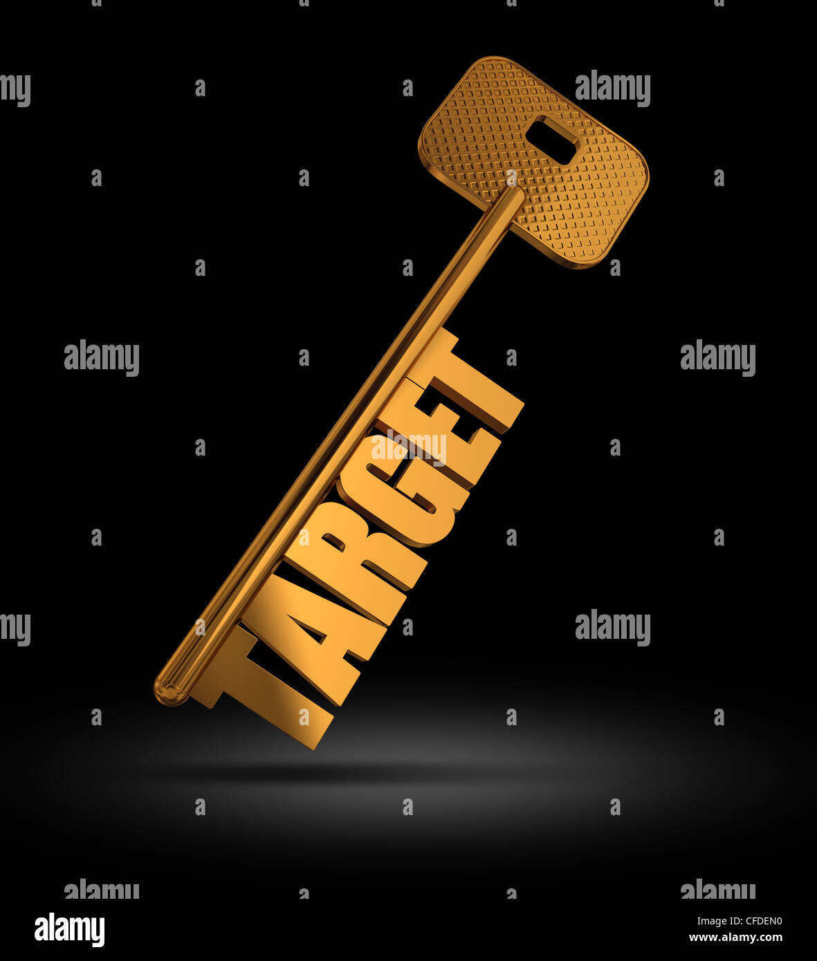 Target gold key on black background - Gold key with Target text as ...