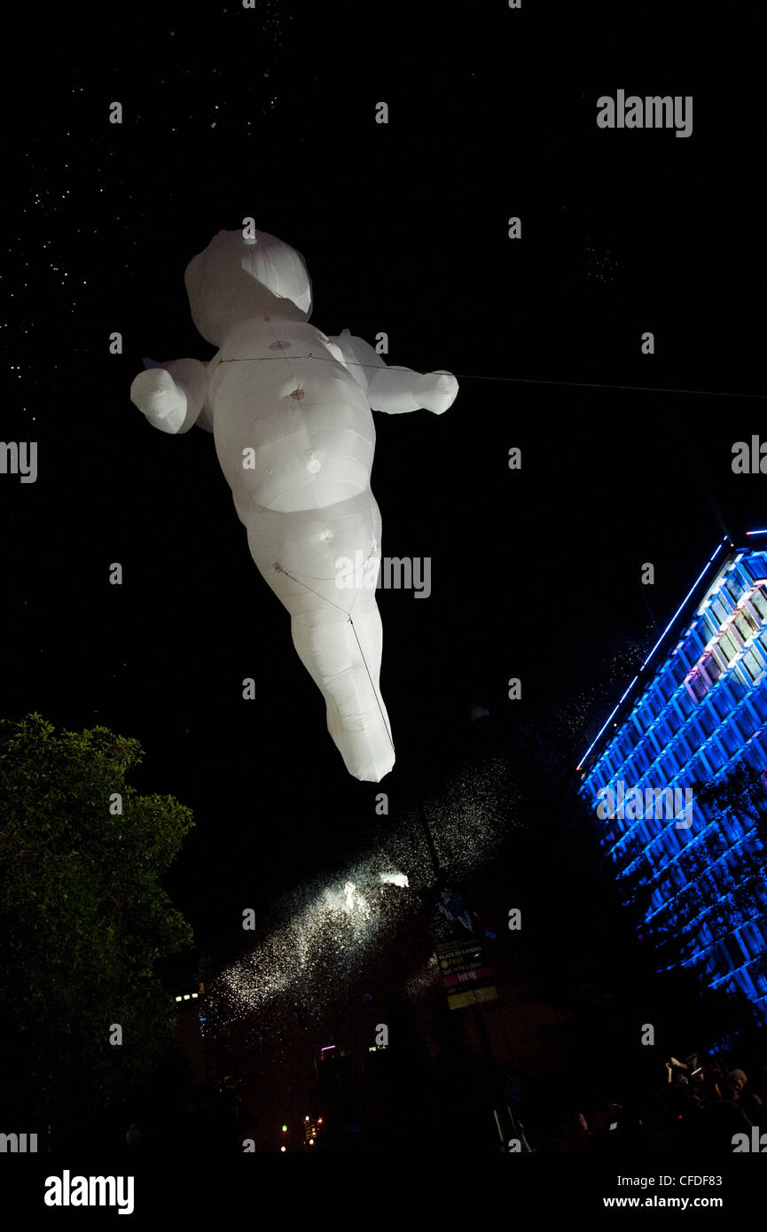 Inflated figure floating above Perth, Western Australia, as part of the ...